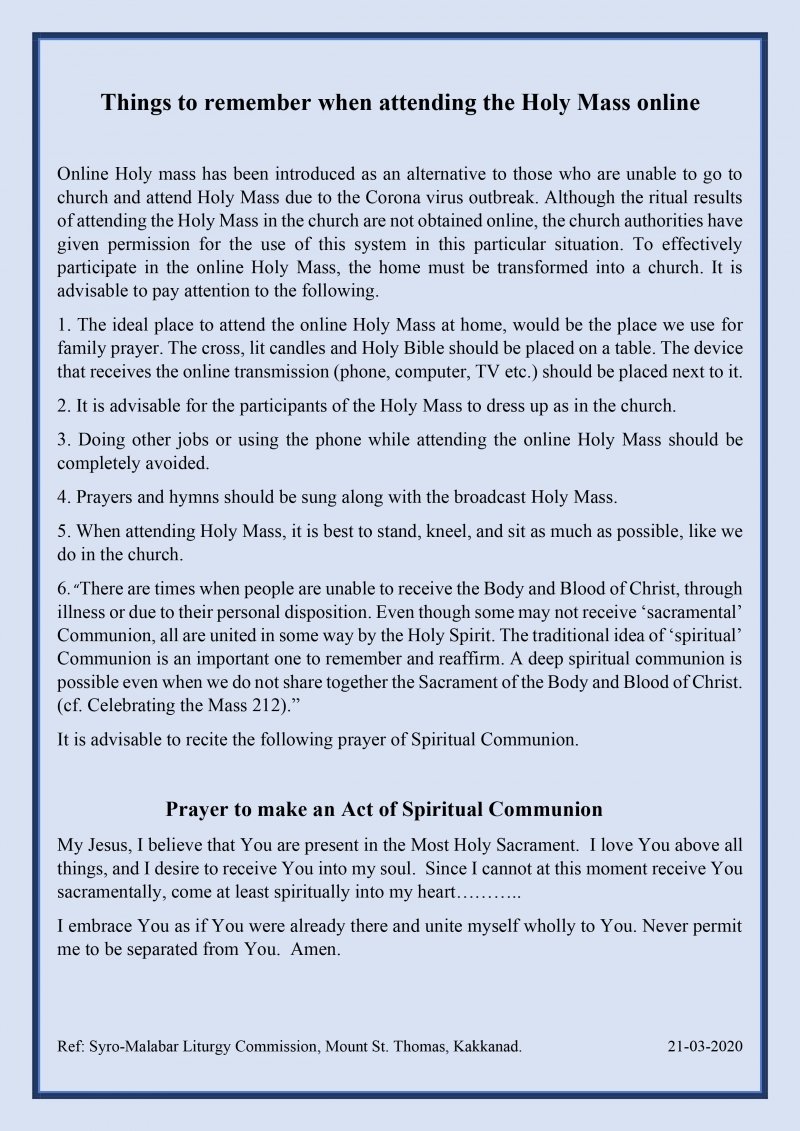 Sacraments & Prayers - Syro Malabar Catholic Church Community, Cork Ireland